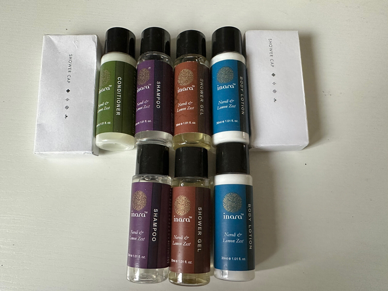 Inara Shampoo, Conditioner, Body Wash, Body Lotion, Shower Cap ...