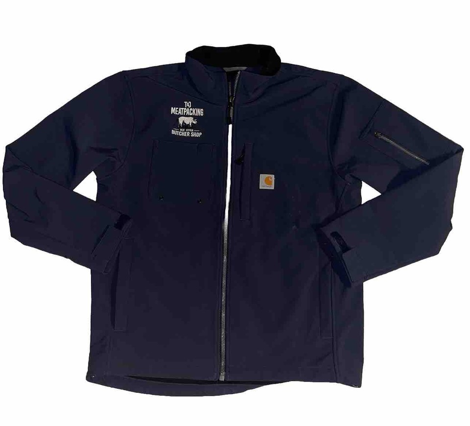 Carhartt Rough Cut Mens Navy Soft Shell Work Full Zip Jacket Large Rain ...