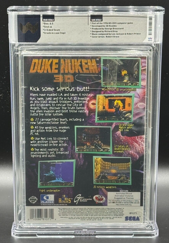 Duke Nukem 3D Sega Saturn Jewel Case Longbox Sealed New WATA 8.5 A ...