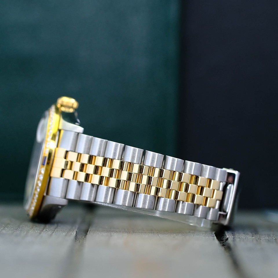 Rolex Datejust Mens Two-Tone 18KY Steel Ice Blue Diamond Dial 1.50cts ...