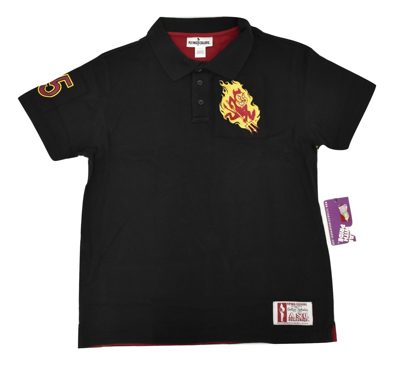 Flying Colors Mens ASU Arizona State Sun Devils Scholar Collar Polo NWT ...
