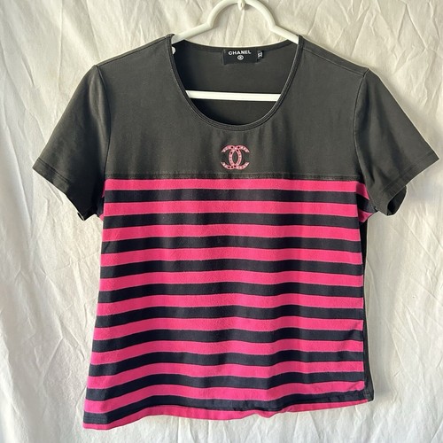 VTG Y2k Chanel Stripe Top XL Bedazzled Emo Punk Grunge Mcbling Trashy ...