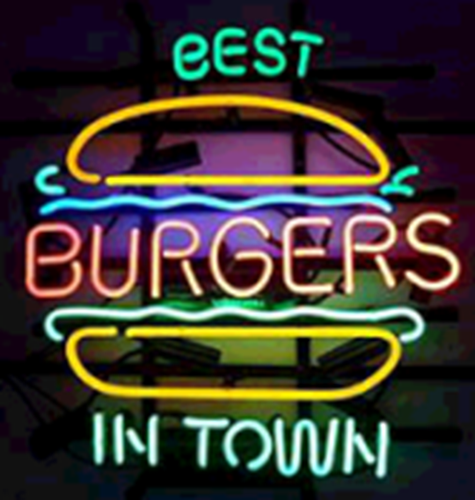 Best Burgers In Town Hamburger Open Burger 24"x20" Neon Light Sign Lamp ...