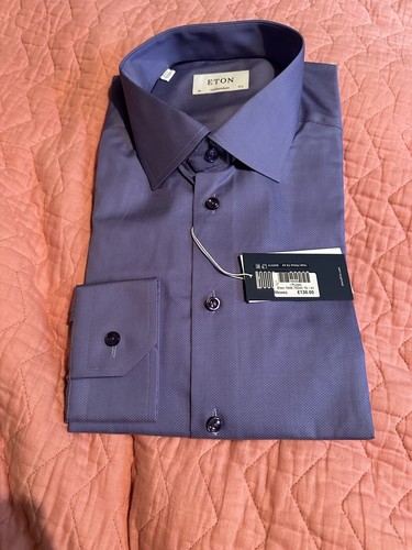 Mens New Eaton Shirt Purple 17.5 Contemporary Fit | eBay
