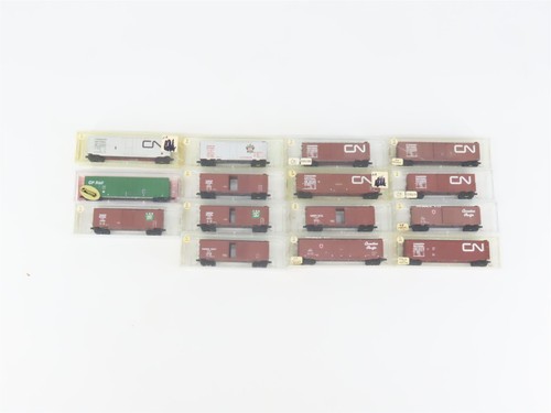 LOT of 15 N Scale Kadee Micro-Trains MTL & Roundhouse CN/CP Box Cars ...