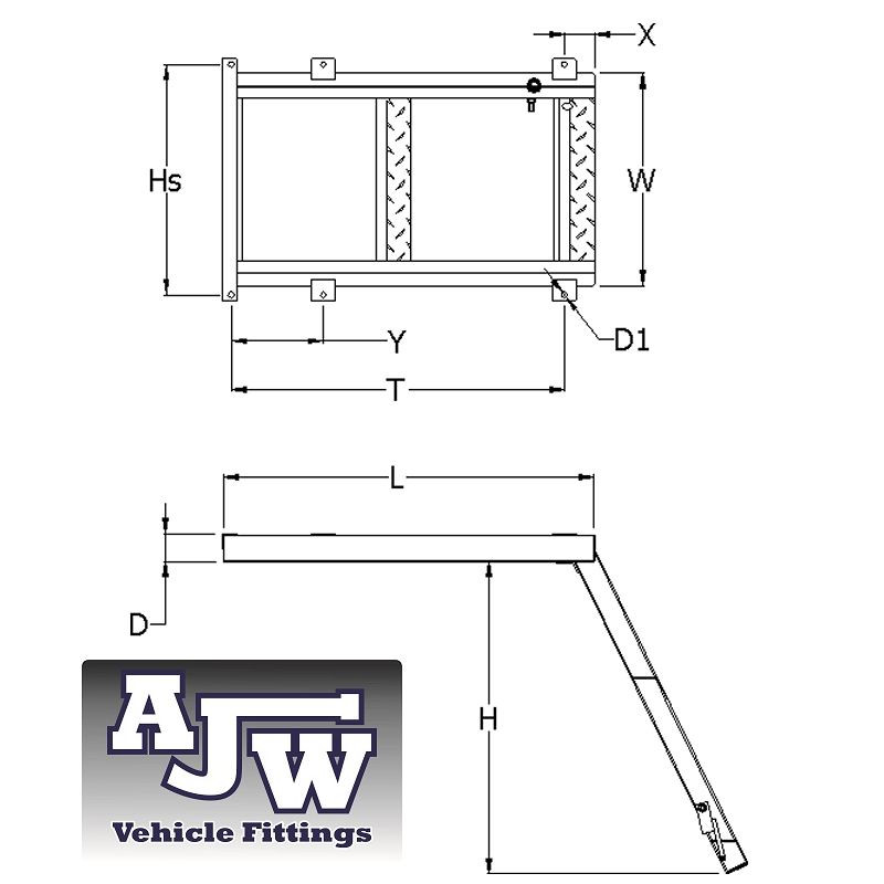 1 x Pull Out Underfloor 2 Rung Step Slide Safety Trailer Truck HGV ...