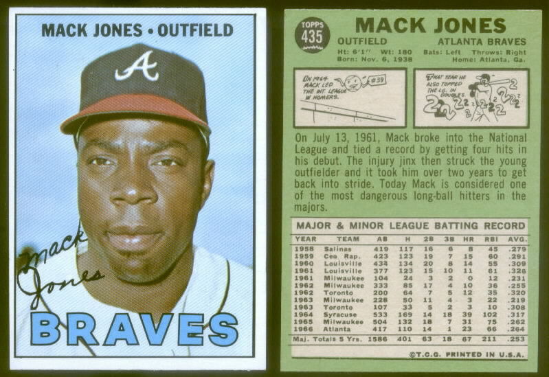 (18751) 1967 Topps 435 Mack Jones Braves-NM | eBay