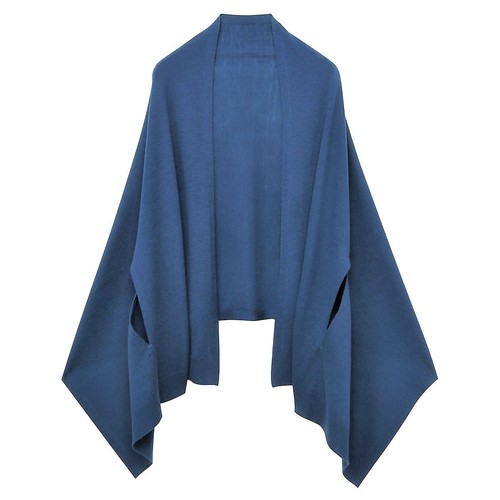 MUJI Blue Thin High gauge knit Soft Arm-Through CAPE Shawl Stole ...