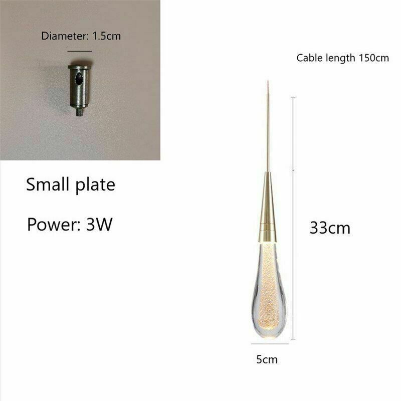 Modern Led Water Drop Pendant Lights Hanging Crystal Glass Fixture ...