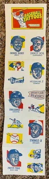 1971 Topps Tattoo Sheet # 10 w/Clemente, Munson, NM, STUNNER RARE ...