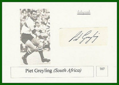 PIET GREYLING SOUTH AFRICA SIGNED RUGBY PHOTO CARD - GENUINE SPRINGBOK ...