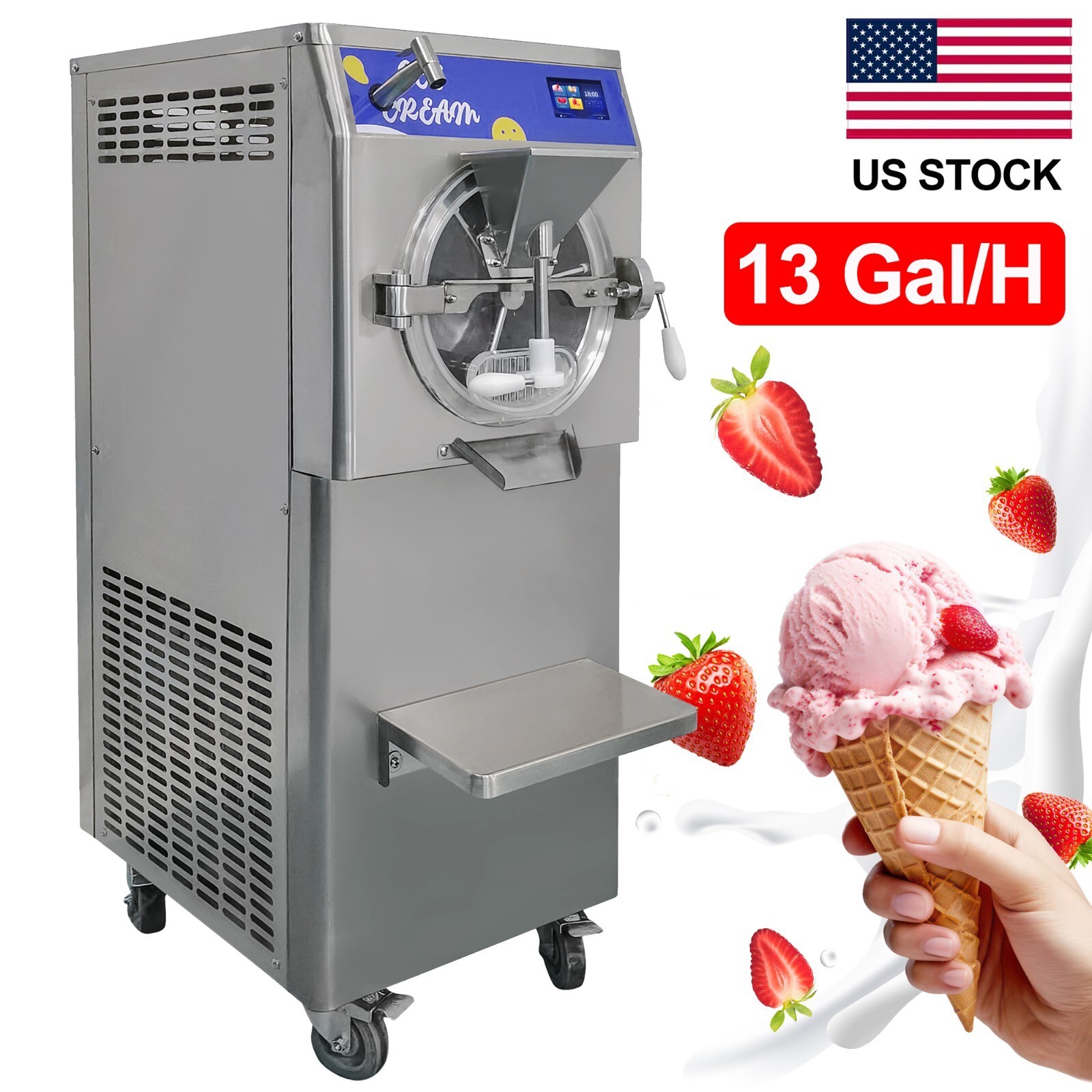 Wixkix Batch Freezer Italian Ice Maker Machine Gelato Ice Cream 13Gal/H ...