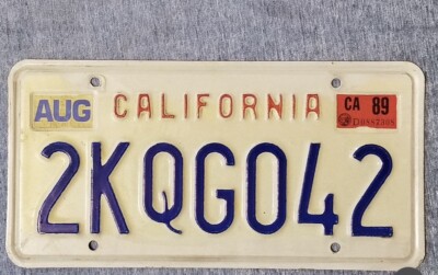 California License Plate 2KQG042 Expired Plate Vintage Pre Cursive | eBay