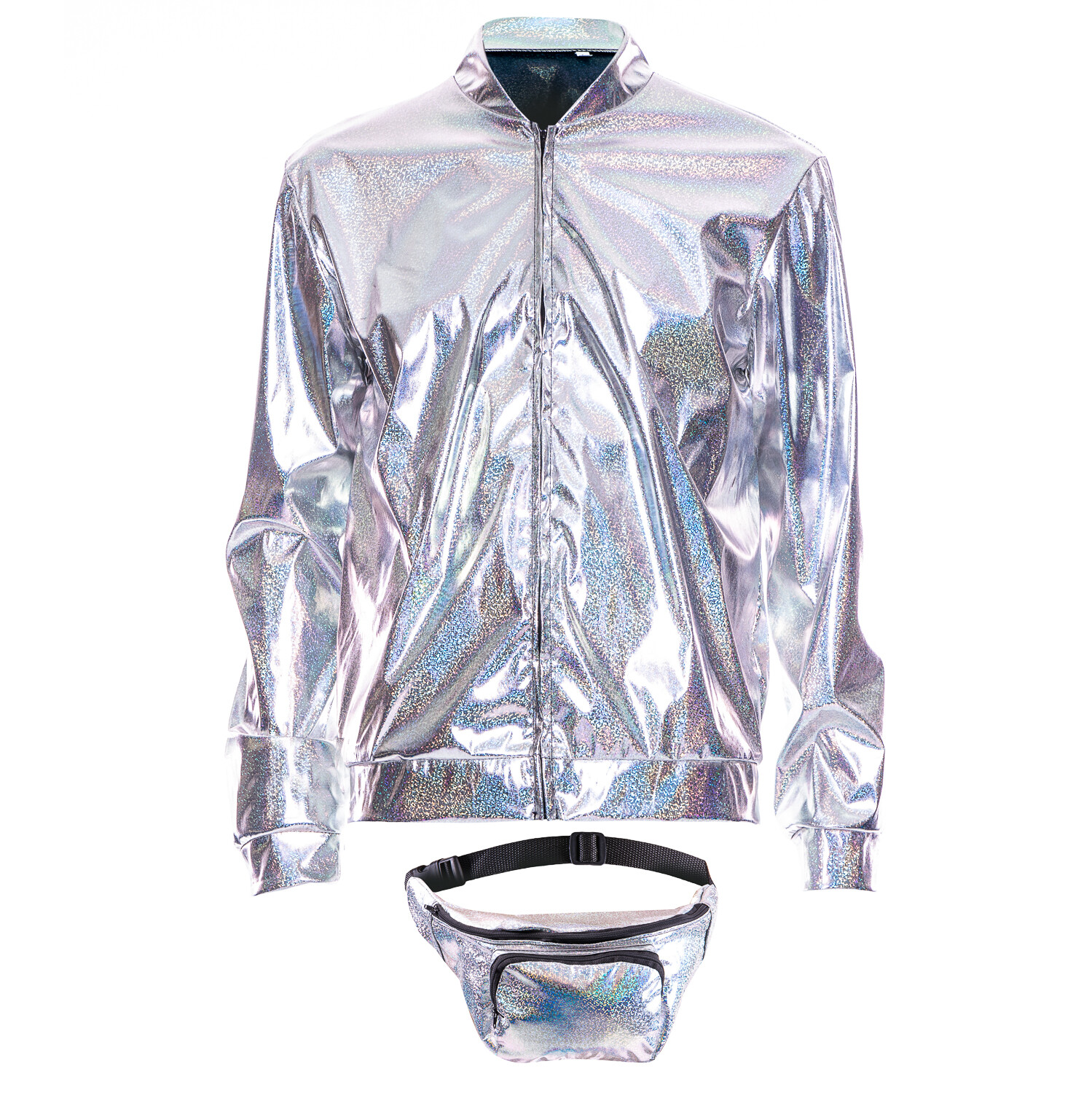 70s 80s 90s Foil Metallic Shiny RAVE Bomber Jacket Hologram Festival ...