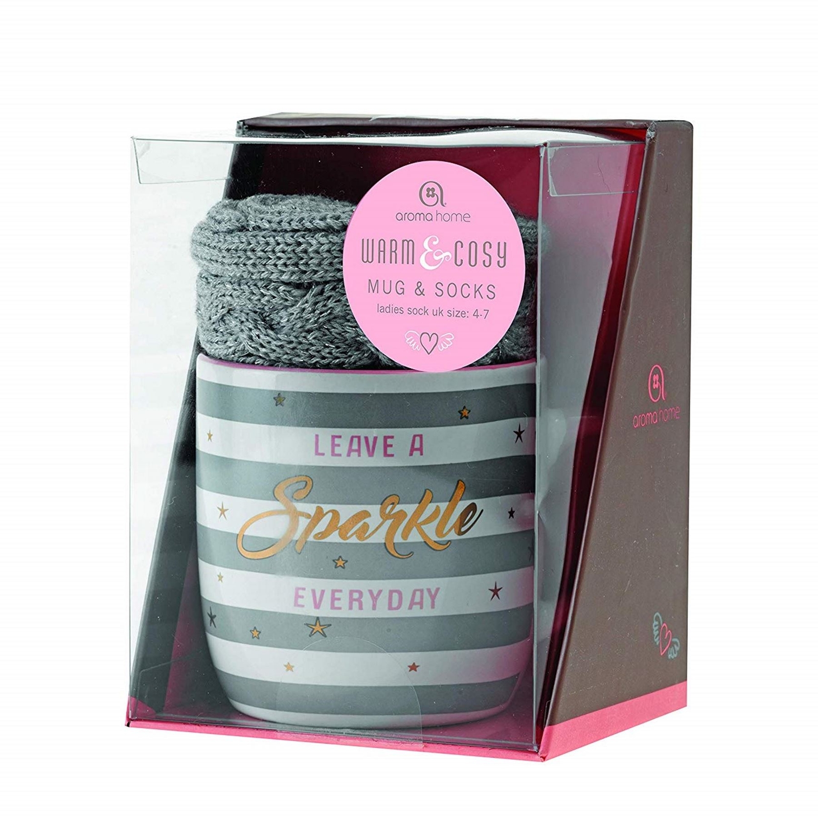 Socks & Mug Set Leave A Sparkle Coffee Novelty Warm & Cosy Gift Box ...