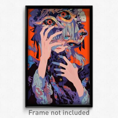 Anime Art Poster - Boy Feeling Insecurity Wearing Ragged Maid Headdress ...