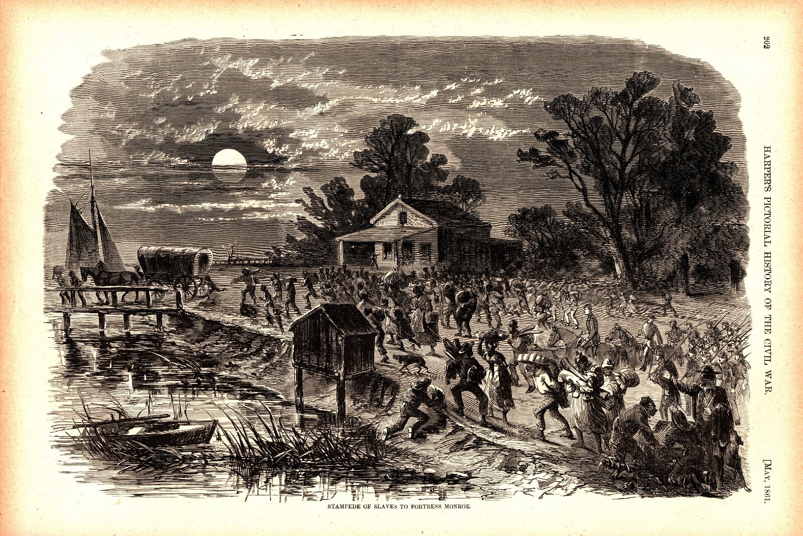"STAMPEDE OF SLAVES", Antique Original Civil War engraving 1861 | eBay