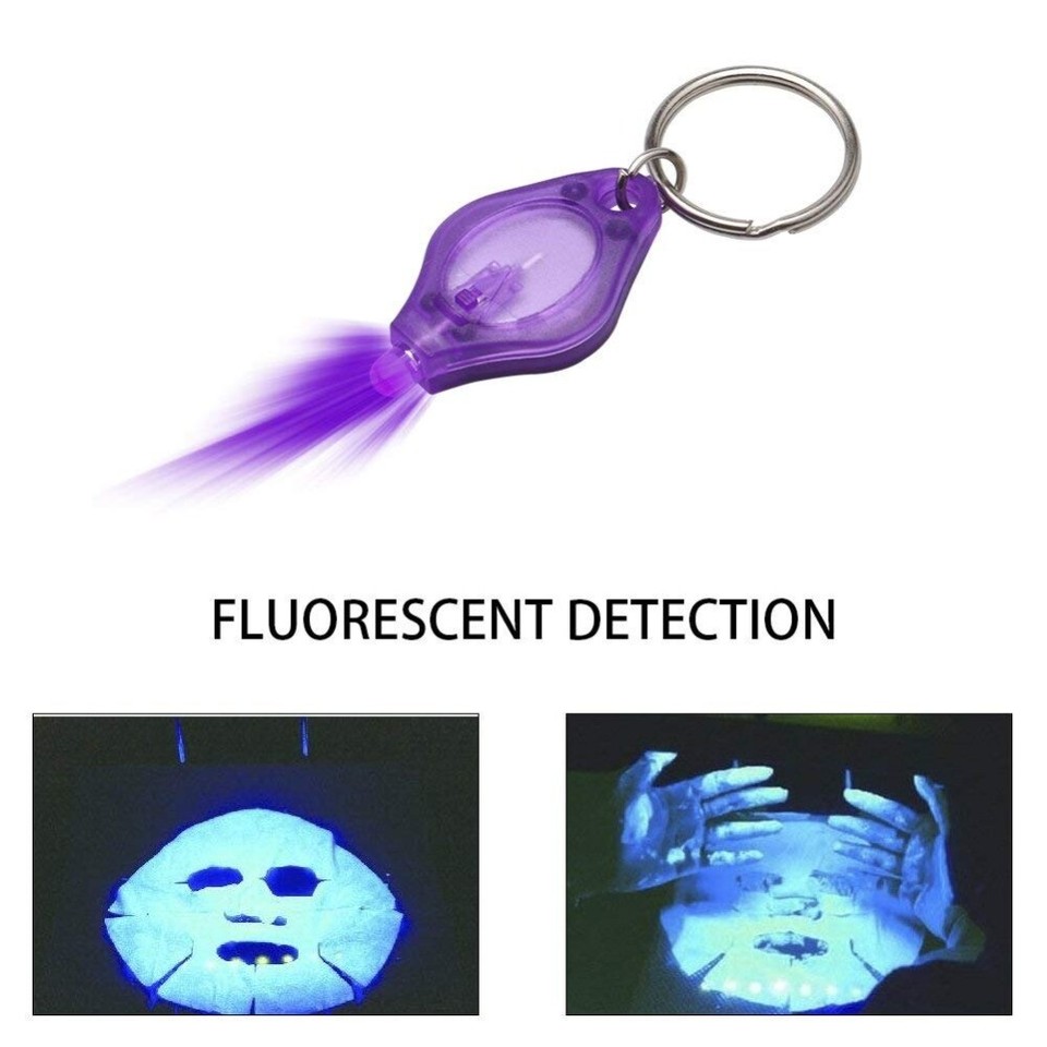 100PCS UV Mini Keychain Led Flashlight Key Ring Light Torch Purple ...