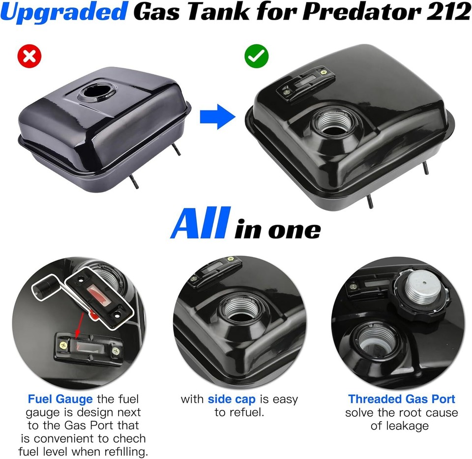 Upgraded Gas Fuel Tank For Predator 212cc Hemi Ghost 224cc Honda GX160 ...