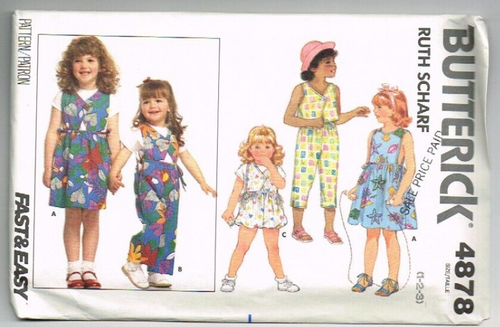 Ruth Scharf Pattern Butterick 4878 Toddler Jumpsuit Romper Size 1 2 3 ...