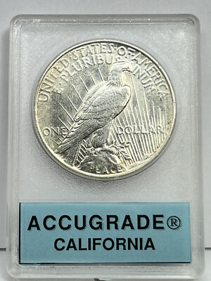Rare ACCUGRADE CALIFORNIA Slab 1926-D Peace Silver Dollar - Circulated ...