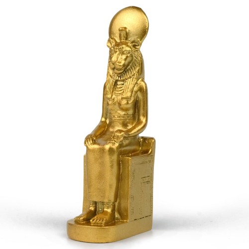 3.8-inch Gold Egyptian Goddess Sekhmet Seated On Throne Collectible ...