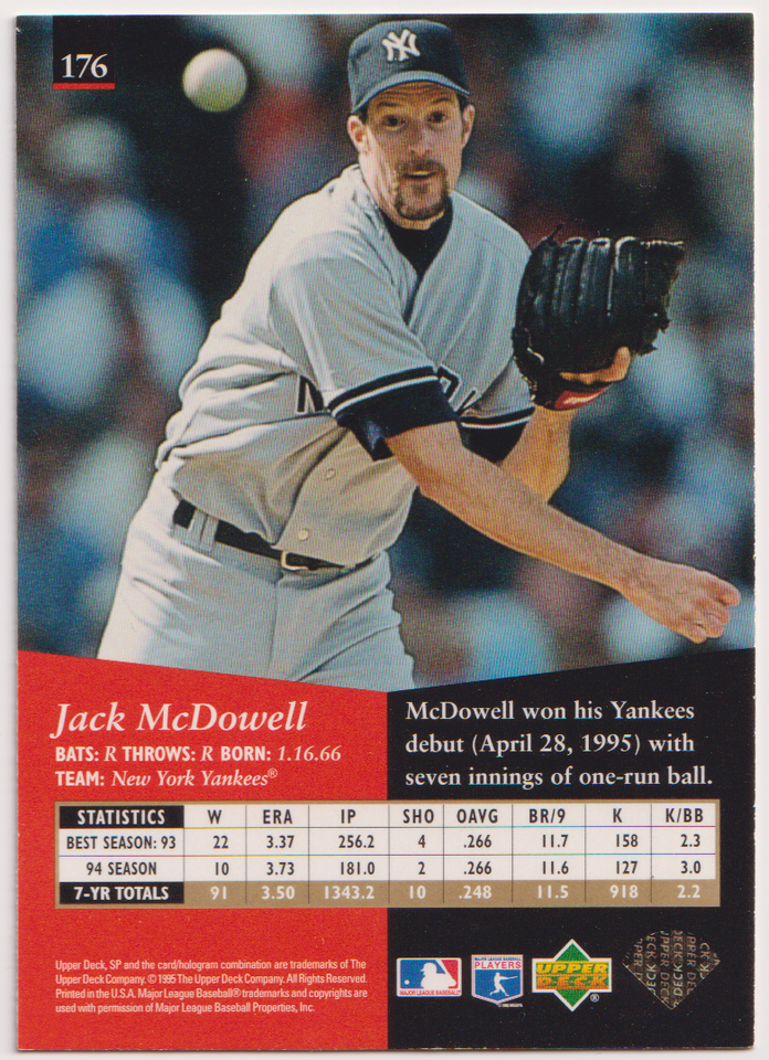 1995 Upper Deck SP #176 Jack McDowell New York Yankees | eBay