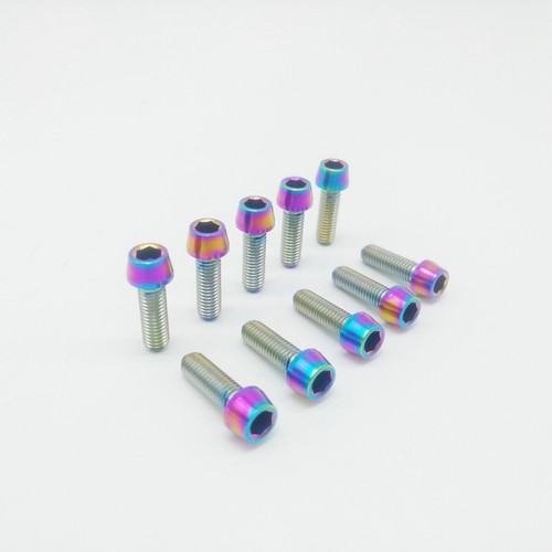 10pcs Titanium Ti Rainbow Bolt M5x16mm Tapered Hex Allen Head Bicycle ...