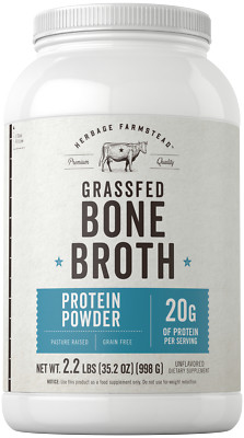 Bone Broth Protein Powder | Grass Fed 2.2lb | Unflavored | by Herbage ...