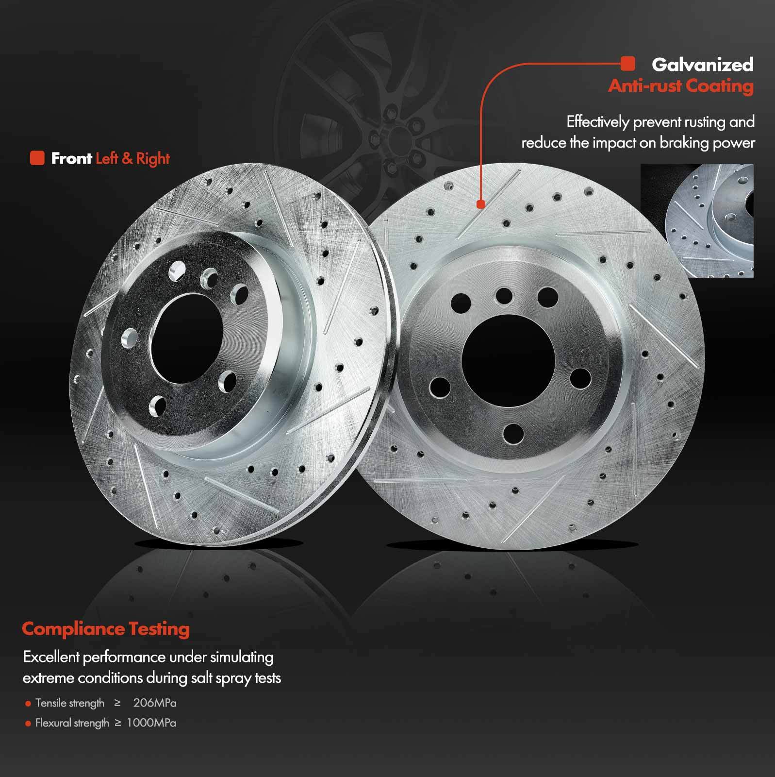 2x Front LH & RH Drilled & Slotted Brake Rotors for BMW X3 2004-2010 2 ...