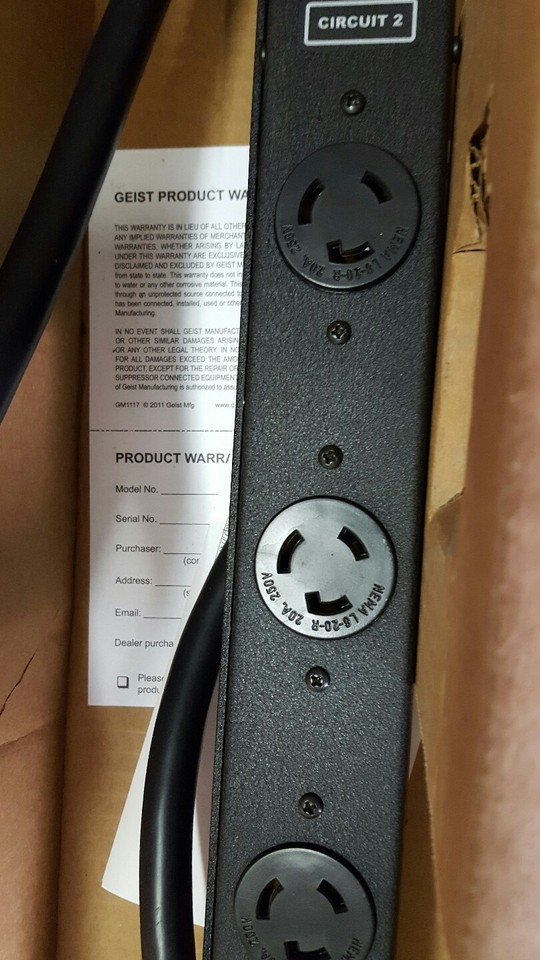 Geist XPB128-103L20TL15 PDU 208V 30A 3-Ph Delta NEMA L15-30P Power ...