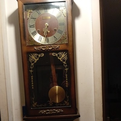 President 31 Day WallClock Wooden . Pendulum Roman Numerals .work over ...
