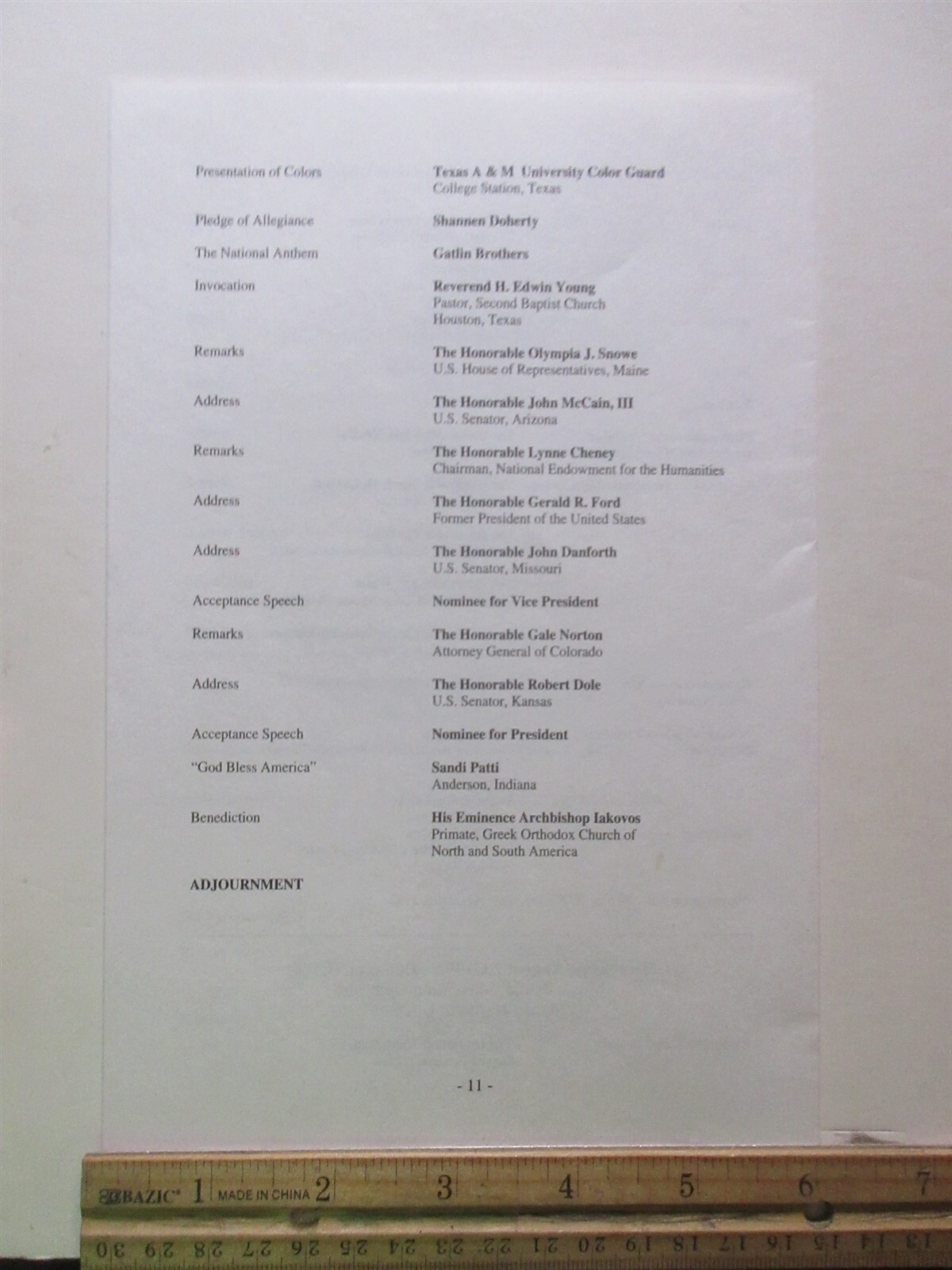 1992 Republican National Convention Order of | Grelly UK