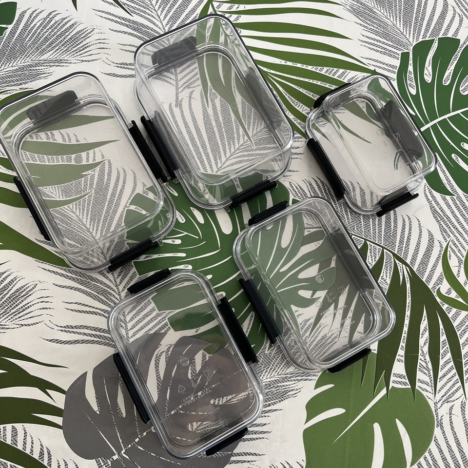 5x Food Storage Box Container Lunch Box Transparent Portable 1100ml ...