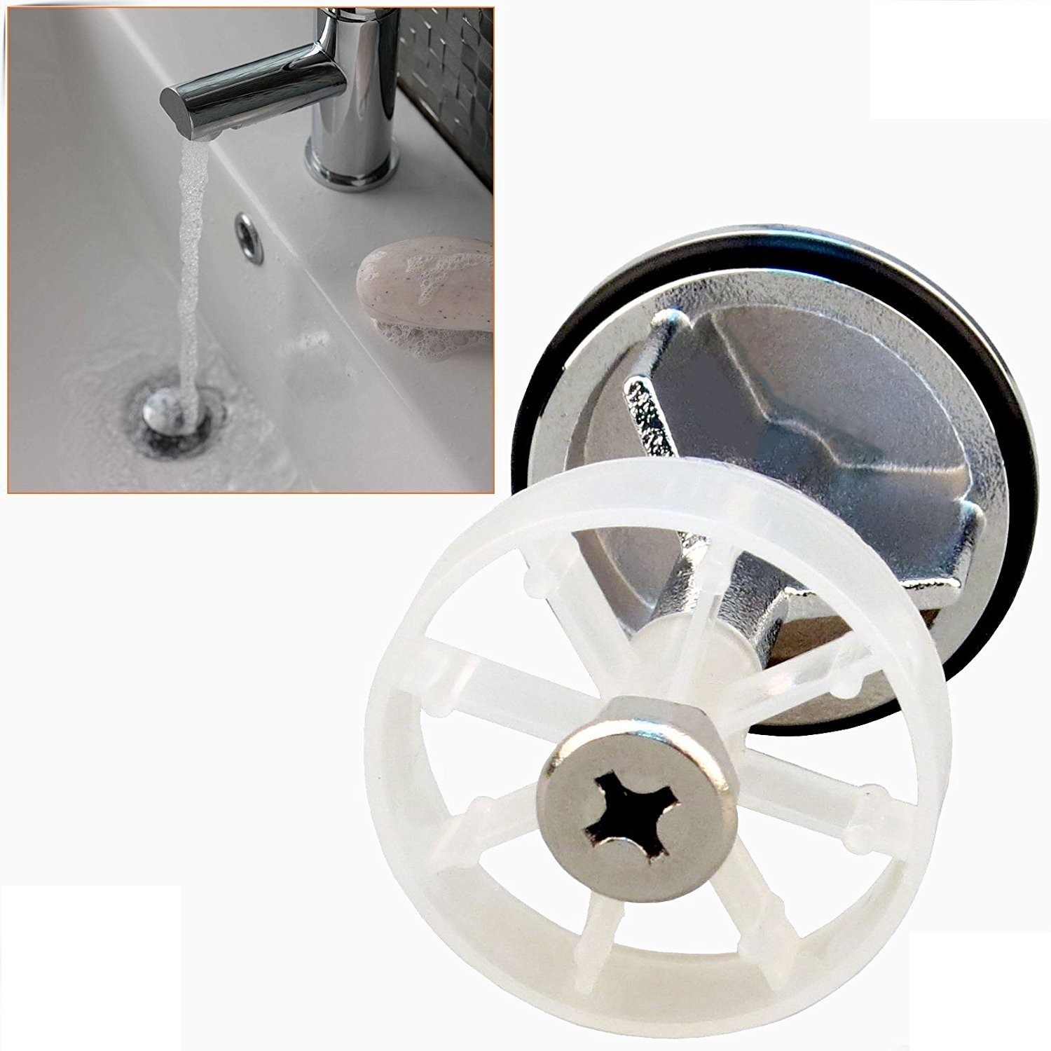 40mm Basin Sink POP UP Plug CHROME Plated Adjustable Size Waste Trap ...