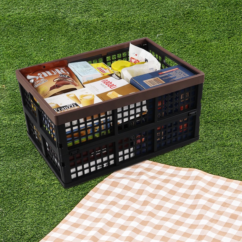 42 Quart Plastic Milk Crates Stackable Collapsible Storage Crate, 2/3/4 ...