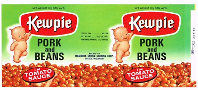 GENUINE CAN LABEL VINTAGE 1960S KEWPIE DOLL PORK & BEANS SUSSEX ...