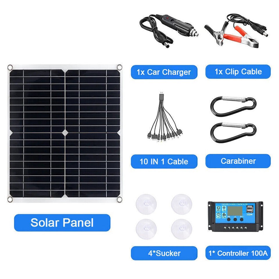 12V-110V/220V 6000W Complete Solar Panel Kit 100A Solar Power Generator ...