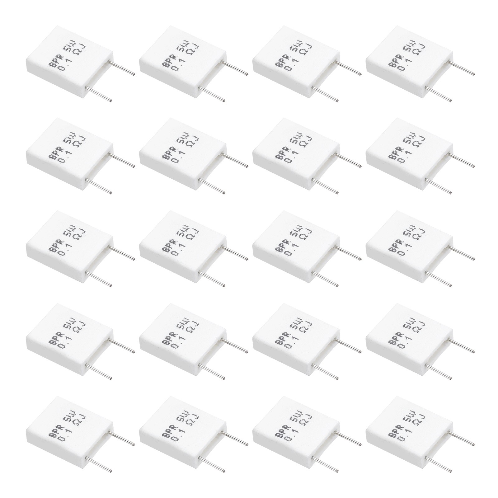 20 Pcs Ceramic Resistors, 5W 0.1 Ohm 5% Non-inductive Cement Ceramic ...