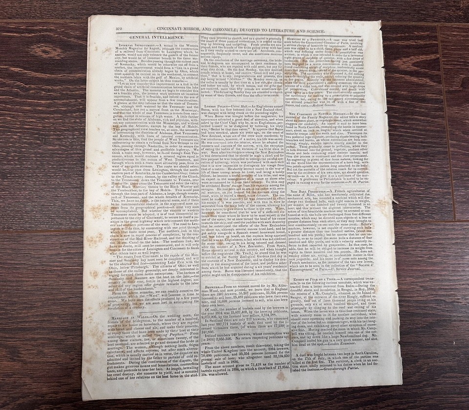 1835 Cincinnati Newspaper Southern Slave Hanging - Abolitionist Tar And ...