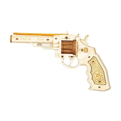 ROKR Wooden Rubber Band Revolver DIY 3D Puzzle Mechanical Model Toy ...