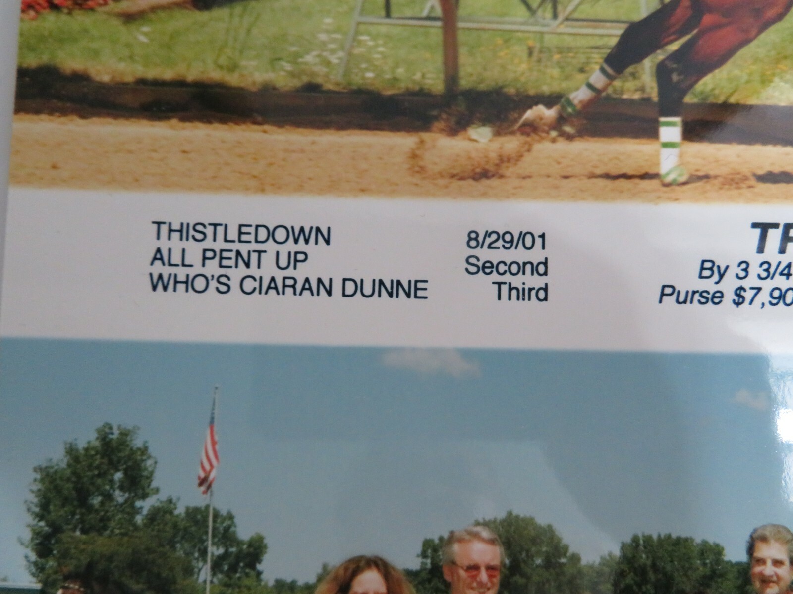 Thistledown Racetrack Winner Circle Photograph 2001 TRULY RELENTLESS ...