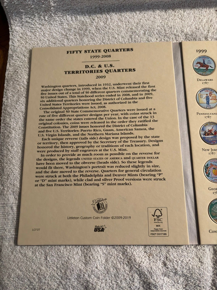 FIFTY STATE QUARTERS 1999-2008 D.C. & U.S. TERRITORIES QUARTERS 2009 ...