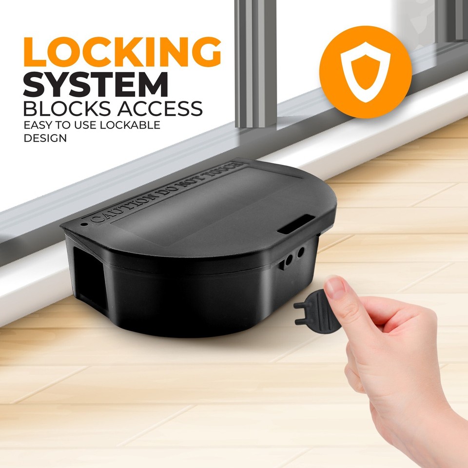 16 Pack Mouse Bait Stations with 8 Keys, Outdoor Rodent Box Station for ...