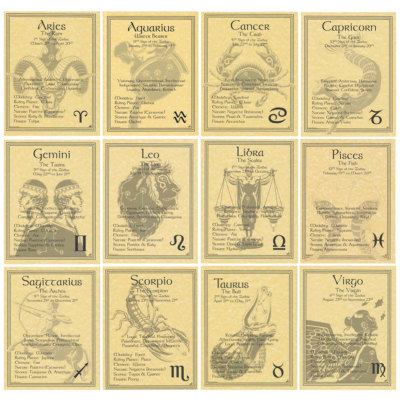 Zodiac Signs Poster Set 8.5 x 11" NEW 12 Parchment Prints - One for ...