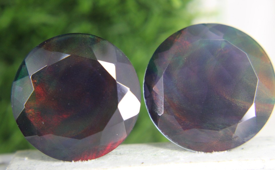 60 Ct Round Cut Fire Opal Triplet Multi Color Loose Gemstones Pair ...