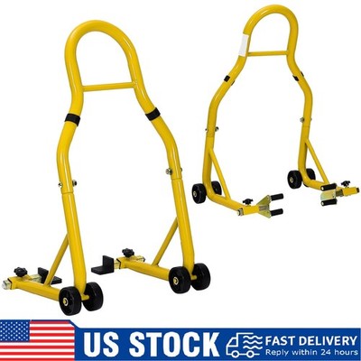 Motorcycle Bike Stand Set Front & Rear 900Lbs Wheel Paddock Stand ...