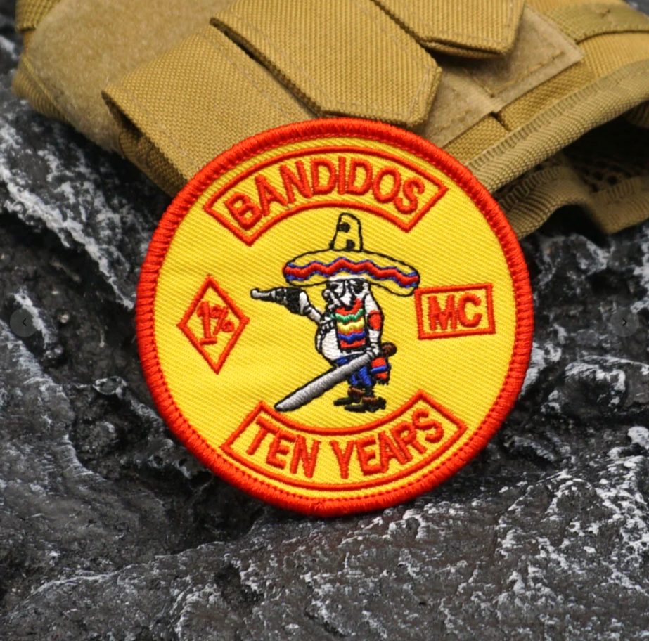 FABULOUS BANDIDOS "TEN YEARS" EMBROIDERED IRON-ON MOTORCYCLE PATCH ...