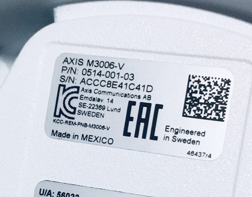 Axis M3006-V 3-Megapixel IP Network PoE Fixed Dome Camera 0514-001-03 ...