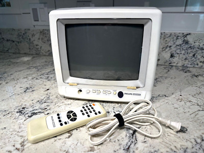 PHILIPS 9 Inch CRT TV 1998 White Retro Gaming PR0920X101 w/ Original ...